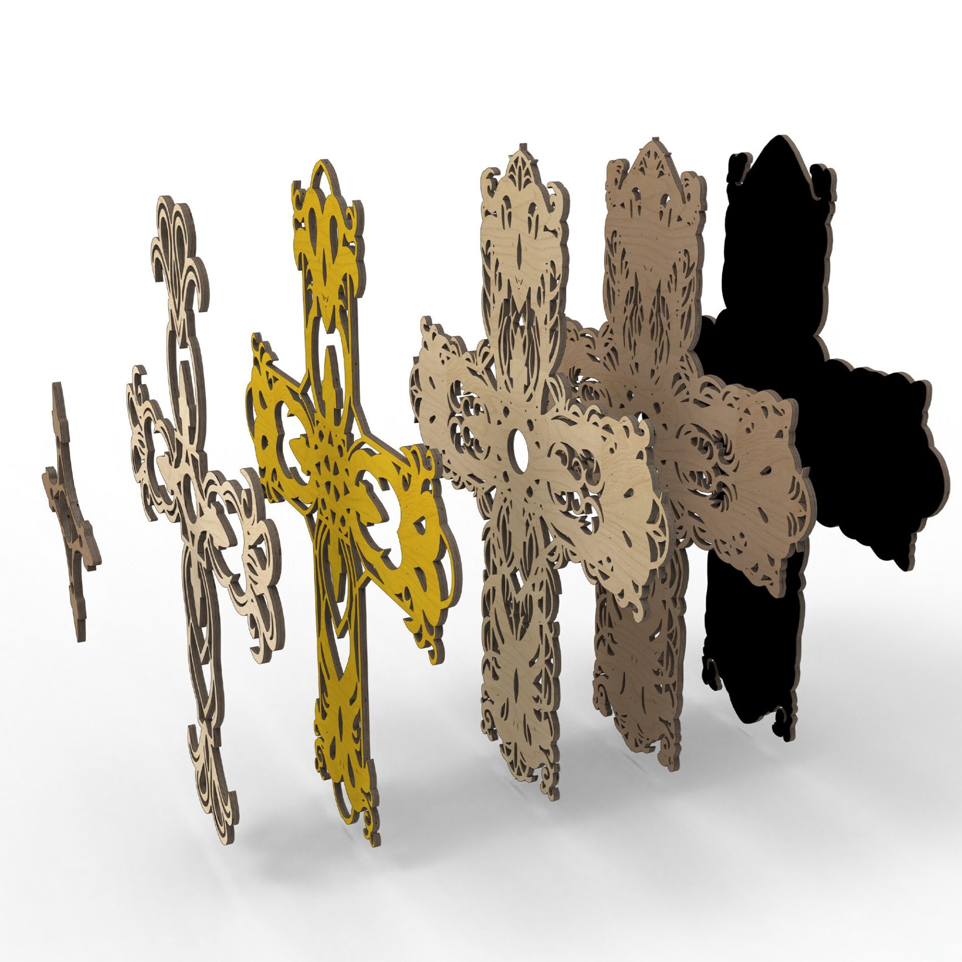 6-Layered Cross Laser Cut File SVG DXF | Digital Design - 21CNCStudio