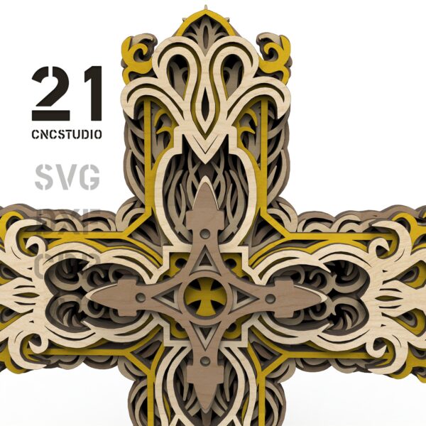 6-Layered Cross Laser Cut File SVG DXF | Digital Design - 21CNCStudio