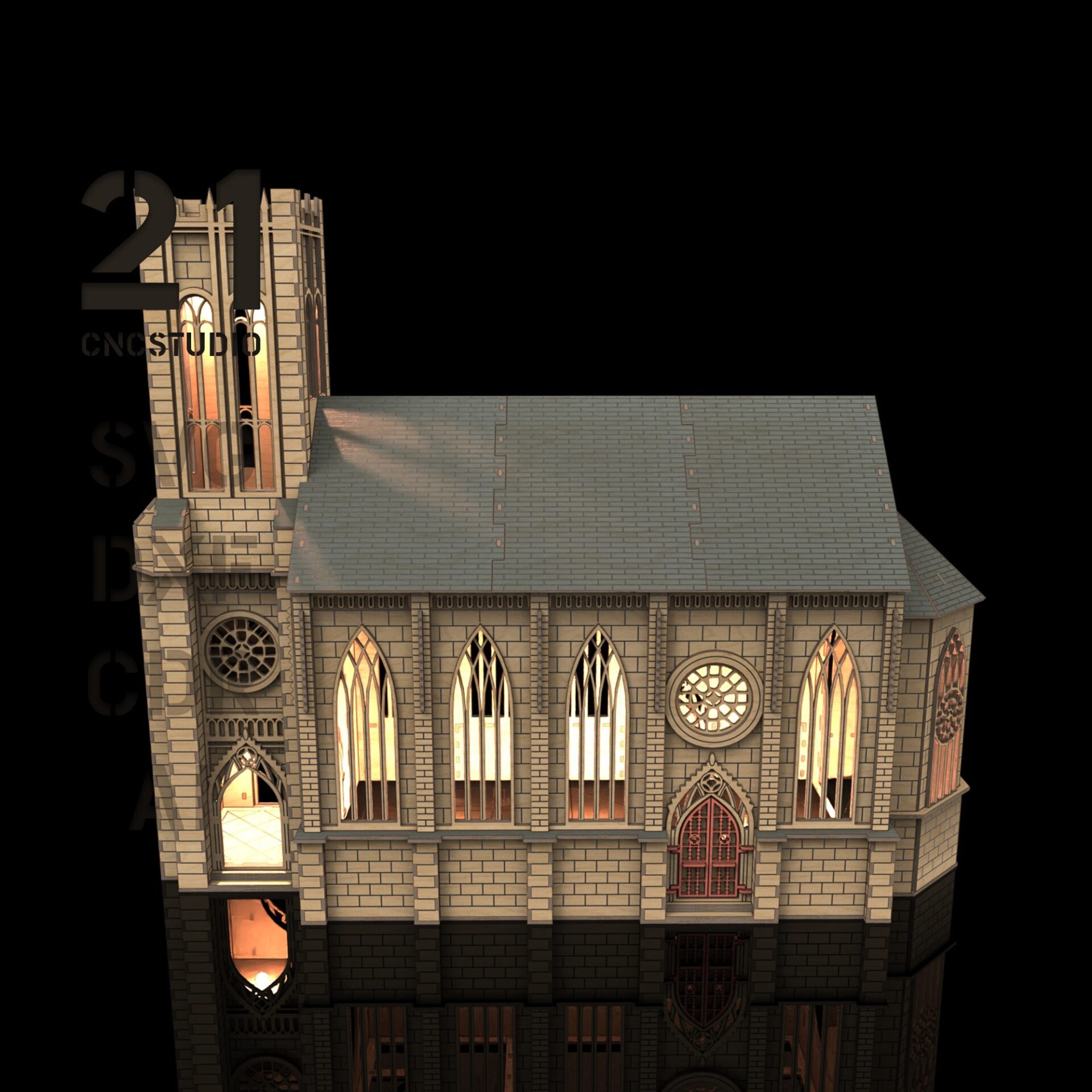 Catholic Church 3D Puzzle Laser Cut File | Wood Model DIY - 21CNCStudio