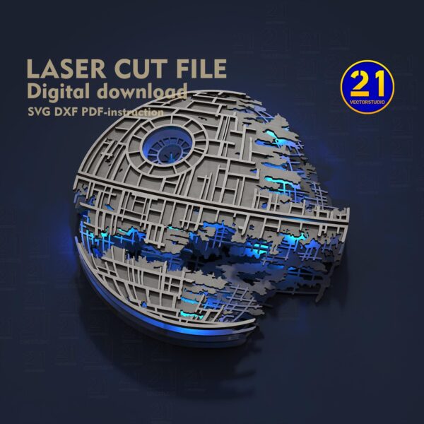 Death Star Laser Cut Files 5-Layer | Star Wars SVG DXF - 21CNCStudio